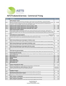 ASTS Commercial Price List | ASTS Inventory Software